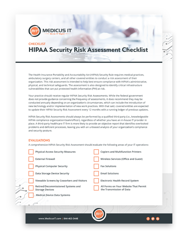 HIPAA Security Risk Assessment Checklist | Medicus IT